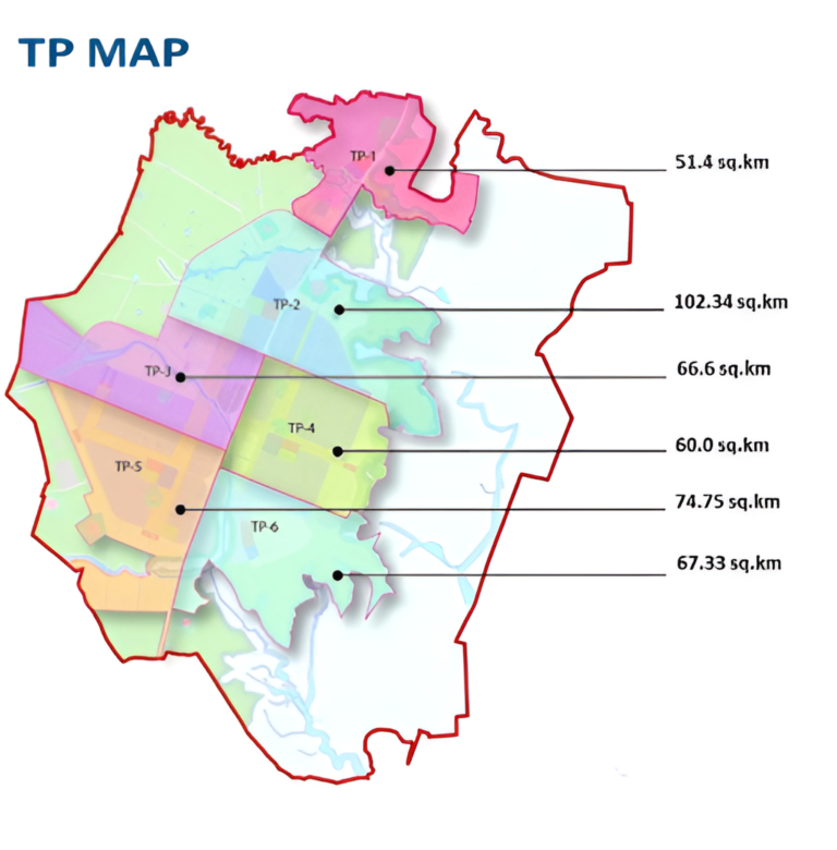 Dholera Smart City TP (Town Planning) 1 To 6 Map and Area Size
